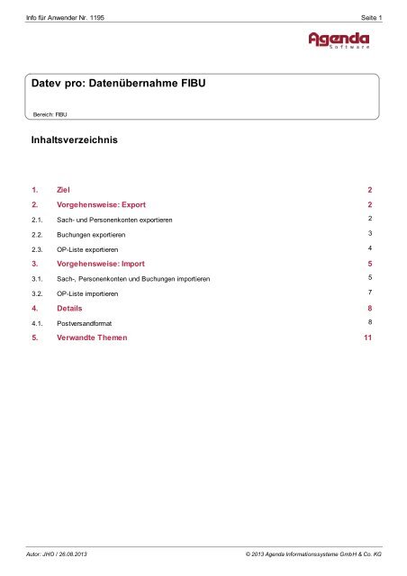 FIBU - Agenda Informationssysteme GmbH & Co. KG