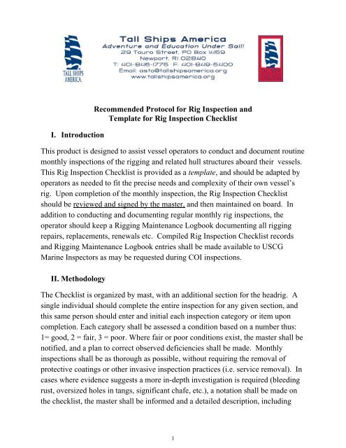 Recommended Protocol for Rig Inspection and Template for Rig ...