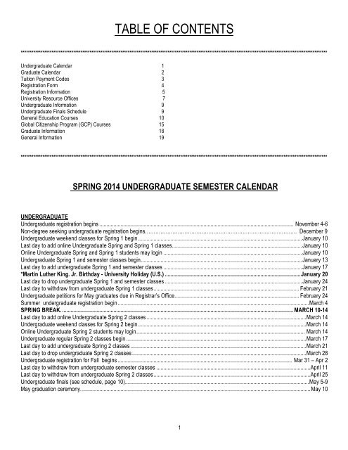 2014 Spring Course Schedule (pdf) - Webster University