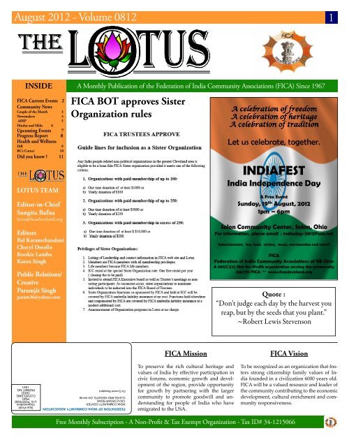 The-Lotus-August-201.. - FICA (Federation of India Community ...
