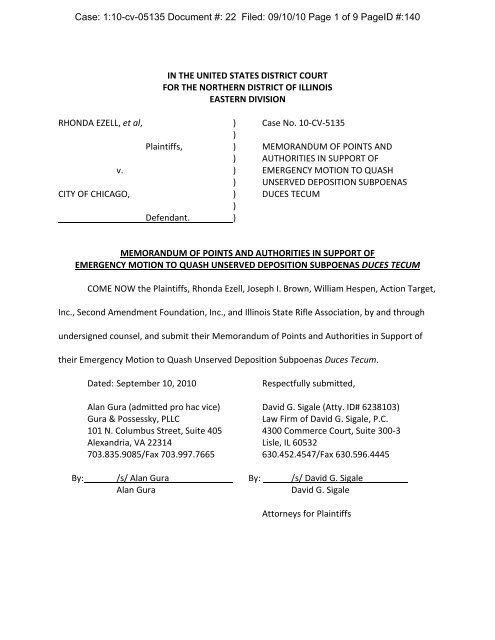 Memorandum in Support of Motion to Quash - Michel and ...