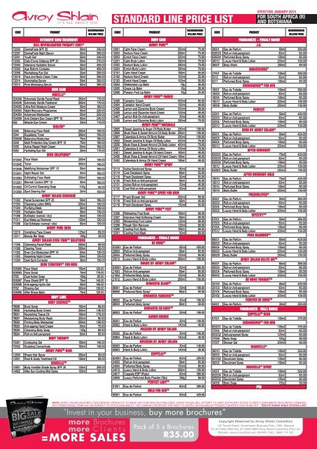 Jan 2014 Pricelist.indd - Avroy Shlain Cosmetics