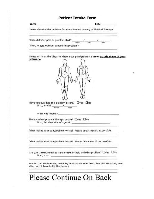 Medical Questionnaire - Woodinville Physical Therapy