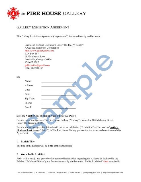 standard form exhibition contract - The Fire House Gallery