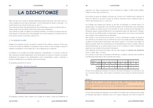 LA DICHOTOMIE - Patrick CHATEL- MATHS - Lycée GRIGNARD