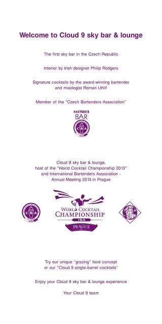 Menu - Cloud 9 sky bar & lounge