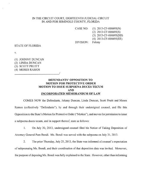 Defense Response To Motion For Protective Order For News 13