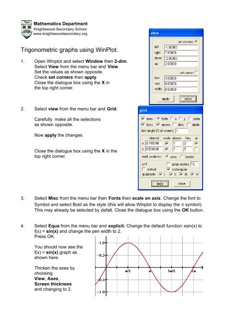 Trigonometric graphs using WinPlot. - Knightswood Secondary School