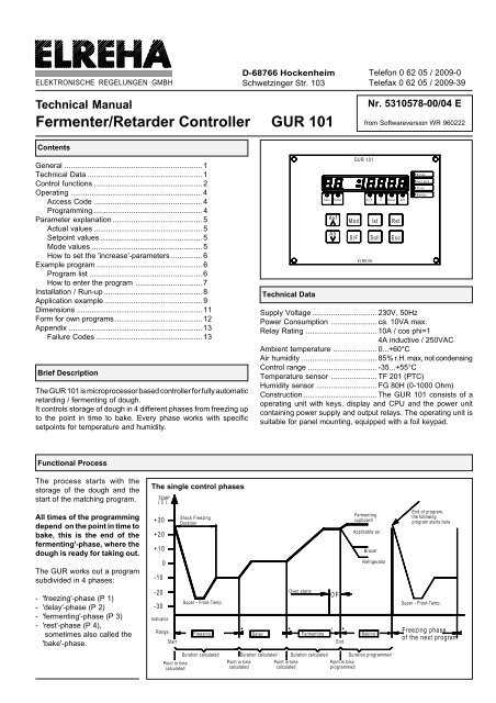 Fermenter/Retarder Controller GUR 101 - Elreha