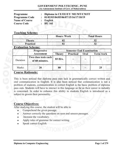 Course Rationale - Government Polytechnic, Pune