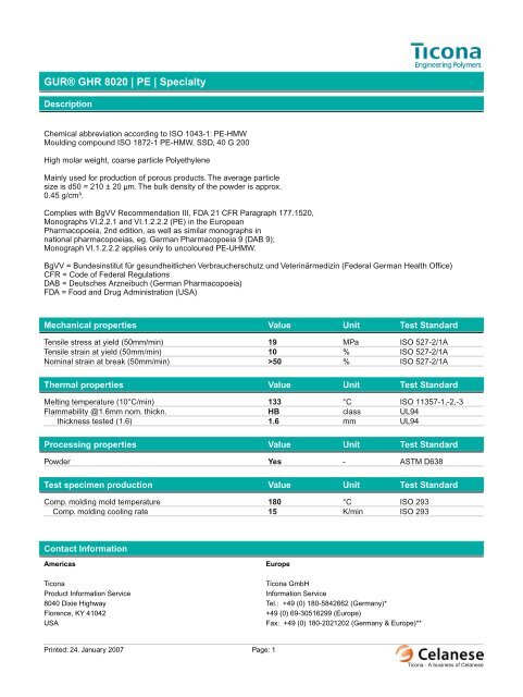 Material Data Sheet - Hi Polymers