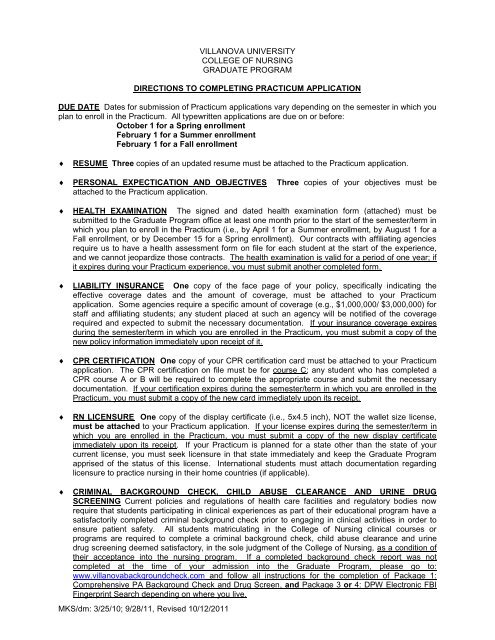 Practicum Application - Villanova University