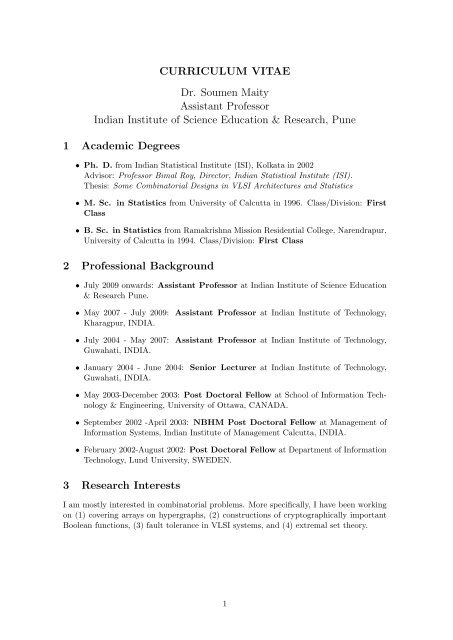 Resume - IISER Pune