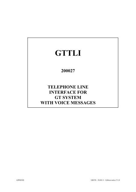 200027 TELEPHONE LINE INTERFACE FOR GT SYSTEM WITH ...