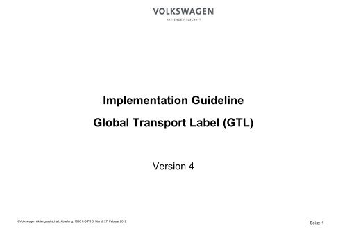 Implementation Guideline Global Transport Label - VWGroupSupply ...