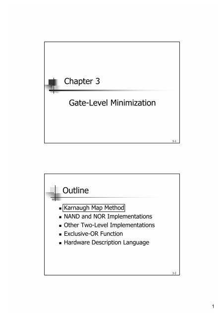 Chapter 3 Gate Level Minimization Outline 