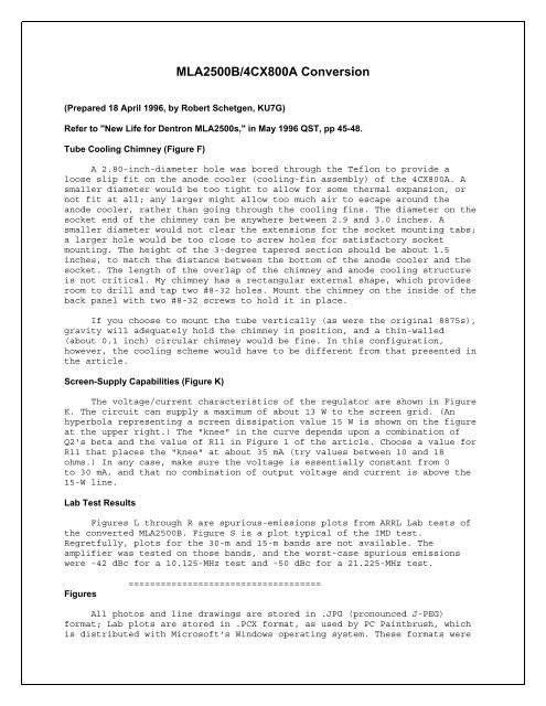 MLA 2500 Tube Conversion for 4CX800A/GU-74B - AD4C on