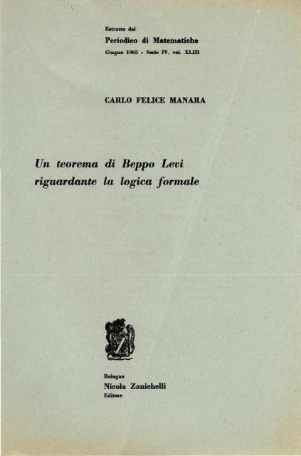 Un teorema di Beppo Levi riguardante la logica formale