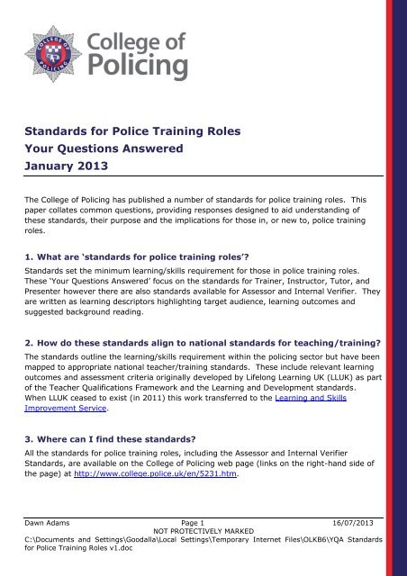 Standards for Police Training Roles Your Questions Answered ...