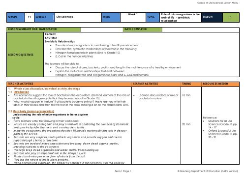 Life Science Grade 11