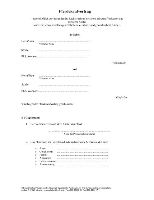 Pferdekaufvertrag - Pferdewelt-Breisgau.info
