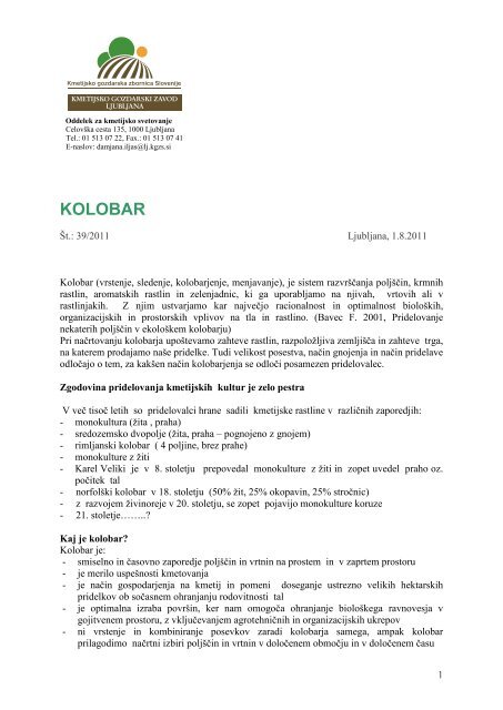 KOLOBAR - Kmetijsko gozdarski zavod Ljubljana - KGZS