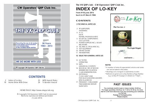 Lo-Key articles - CW Operators'QRP Club