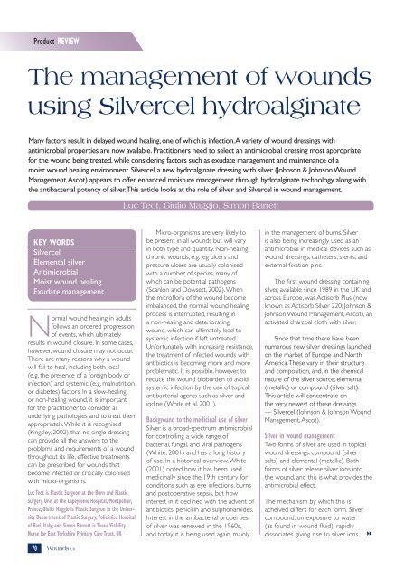 The management of wounds using Silvercel ... - Wounds UK