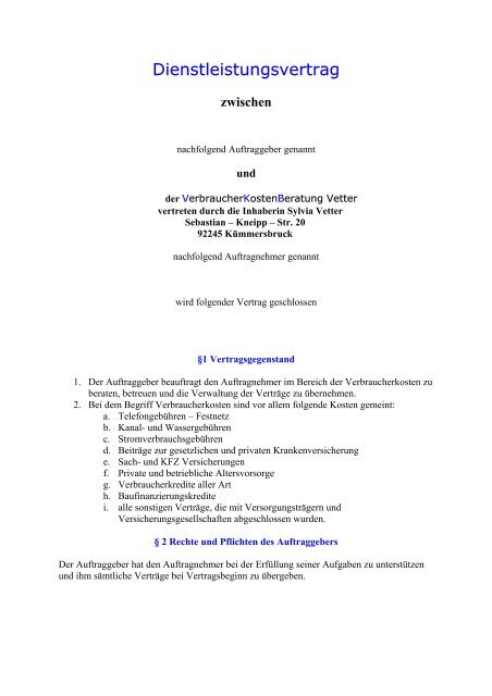 Dienstleistungsvertrag