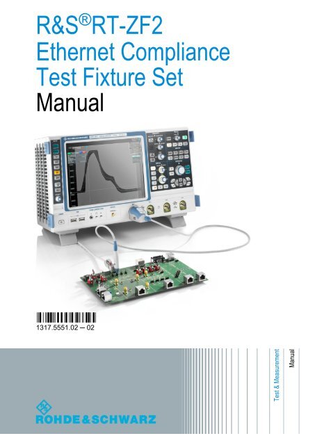 Ethernet Compliance Test Fixture Set - R&S®RT-ZF2 Manual