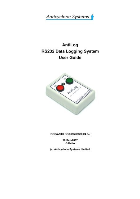 Antilog Rs232 Data Logging System User Guide Anticyclone