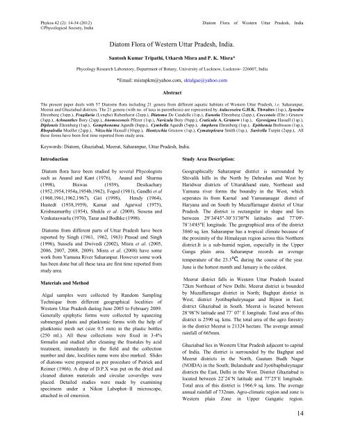 14 Diatom Flora of Western Uttar Pradesh, India. - phykos