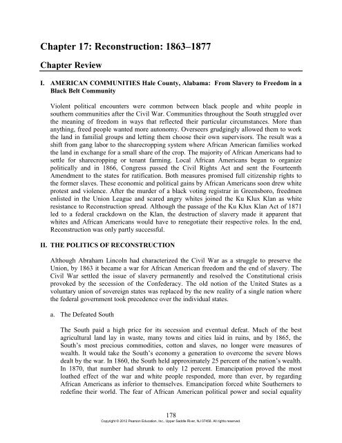 Chapter 17 Reconstruction 1863–1877