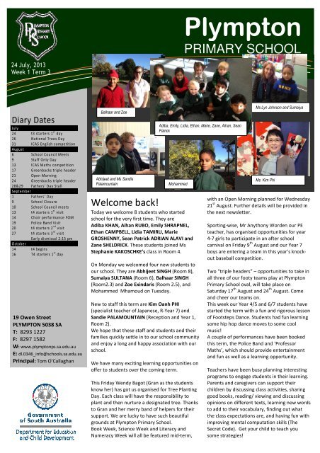 Week 1 Term 3 - Plympton Primary School