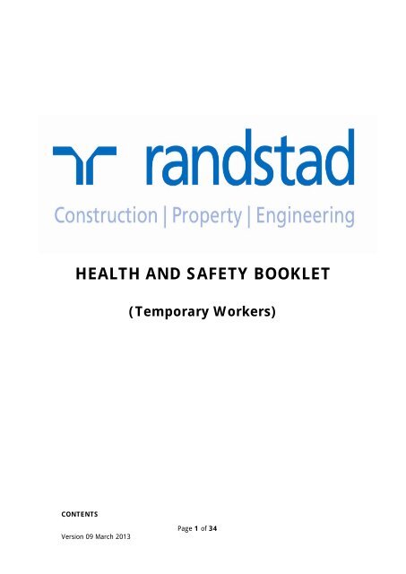 HEALTH AND SAFETY BOOKLET - Randstad