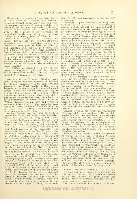 HISTORY OF NORTH CAROLINA