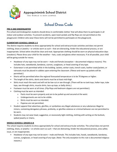School Dress Code - Appoquinimink School District