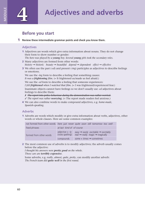 4 adjectives and adverbs