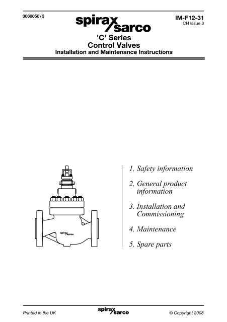 'C' Series Control Valves Installation and ... - Spirax Sarco