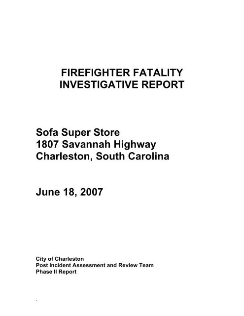 FIREFIGHTER FATALITY INVESTIGATIVE REPORT Sofa Super ...