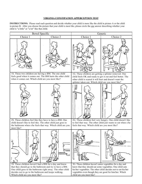 VECAT Virginia Encopresis Constipation Apperception Test