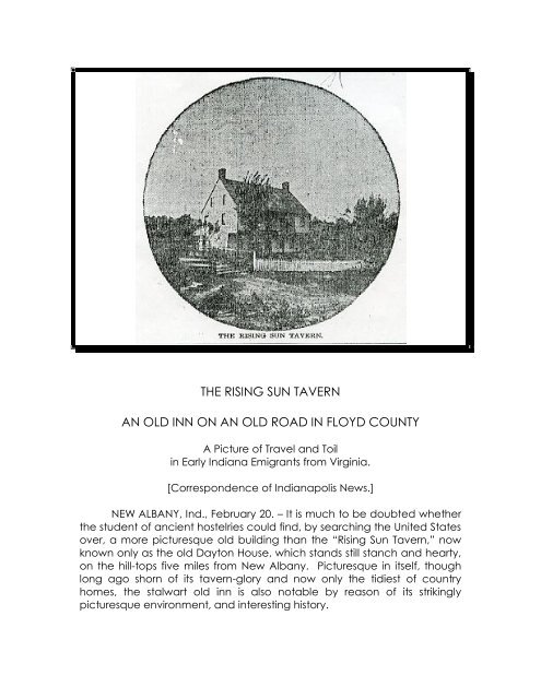 THE RISING SUN TAVERN - New Albany-Floyd County Public Library