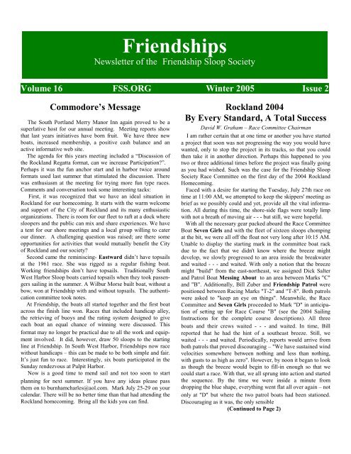 Winter - Friendship Sloop Society