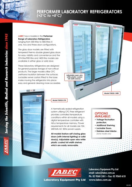 performer laboratory refrigeratorS - LabEc