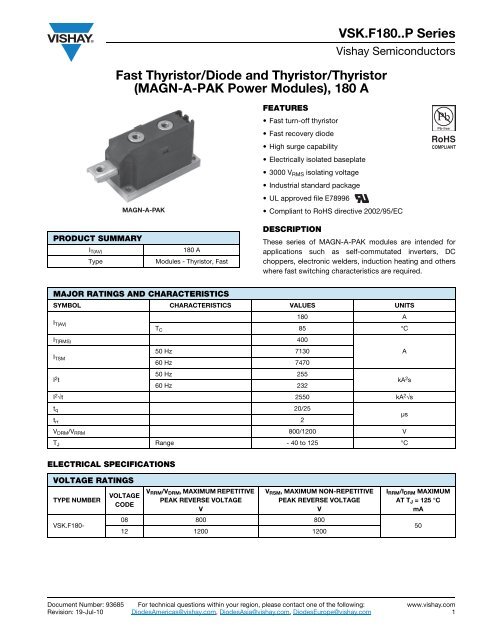 Fast Thyristor/Diode and Thyristor/Thyristor (MAGN-A-PAK Power ... Fast Thyristor/Diode and Thyristor/Thyristor (MAGN-A-PAK Power ...