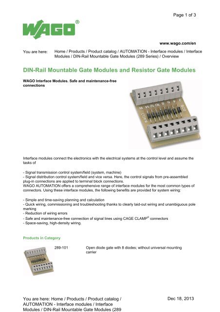DIN-Rail Mountable Gate Modules and Resistor Gate Modules - Wago