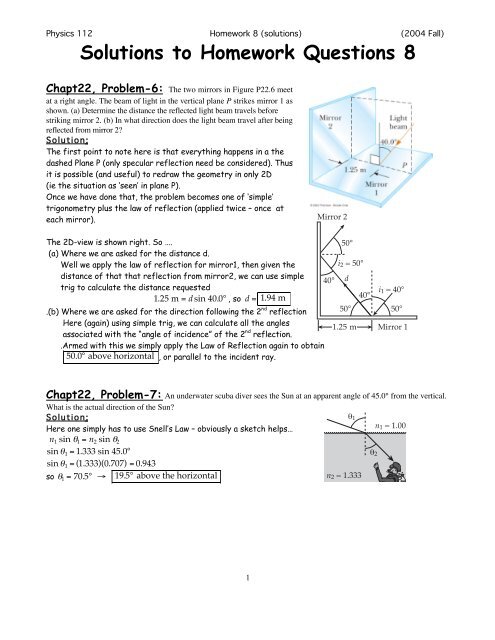 Solutions to Homework Questions 8