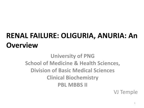 RENAL FAILURE: OLIGURIA, ANURIA: An Overview