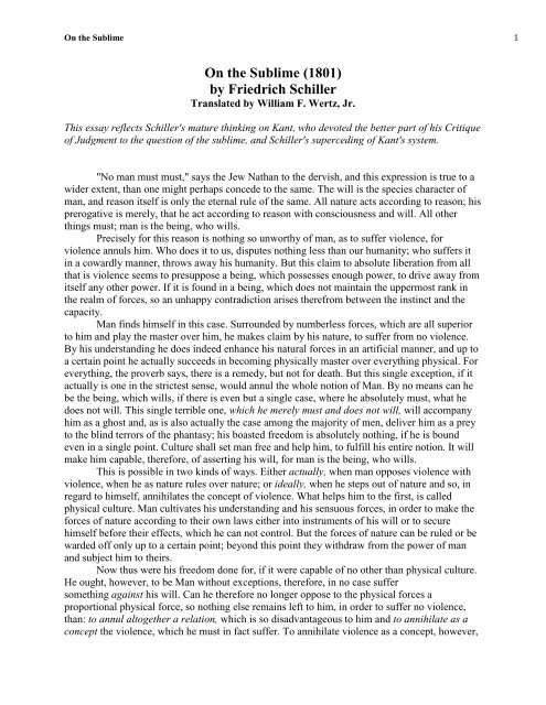 On the Sublime (1801) by Friedrich Schiller - Philosophy Project