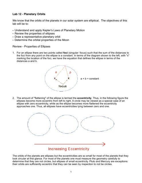 Lab 12 - Planetary Orbits
